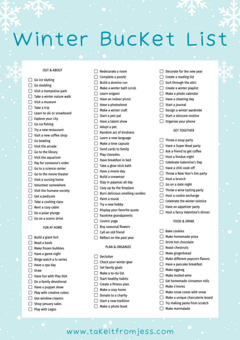 Winter Bucket List Ideas: 120 Fun Things To Do This Season - Take It ...